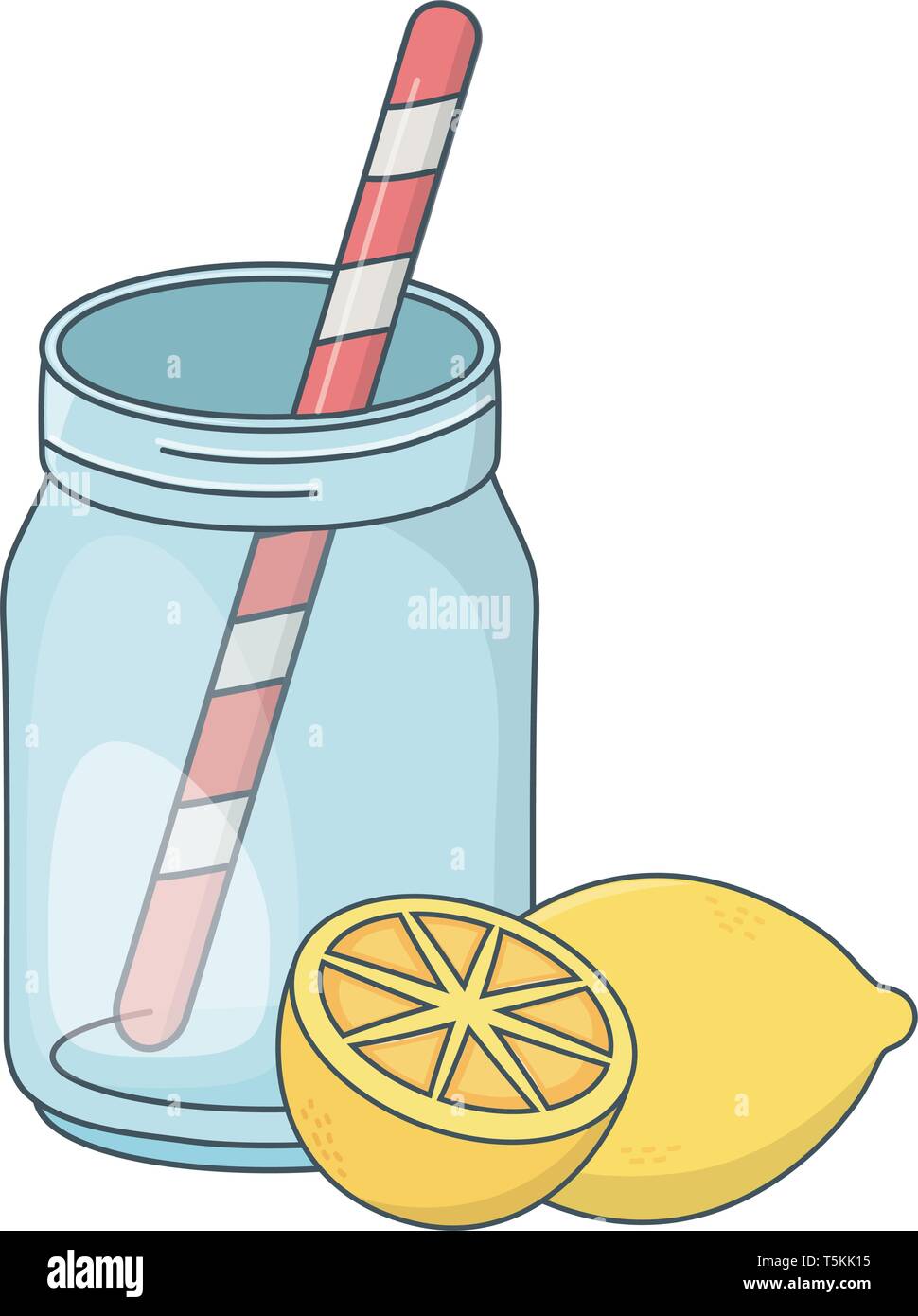 delicious tasty fruit grapefruit with mason jar bottle cartoon vector ...