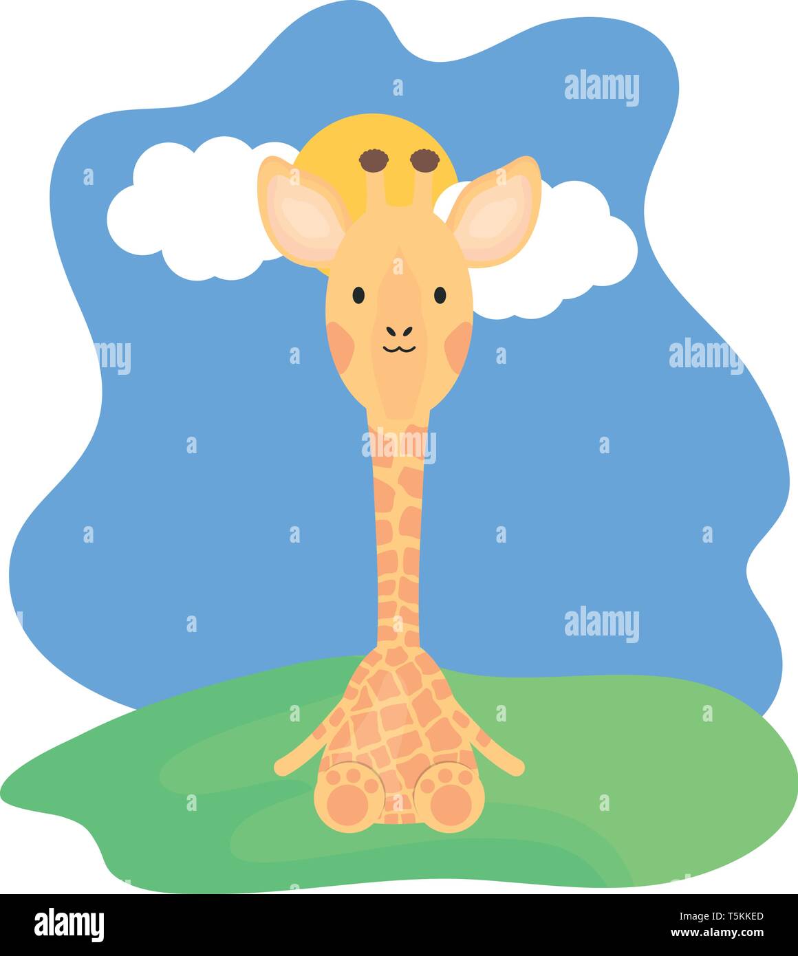 cute giraffe in the camp childish character vector illustration design ...