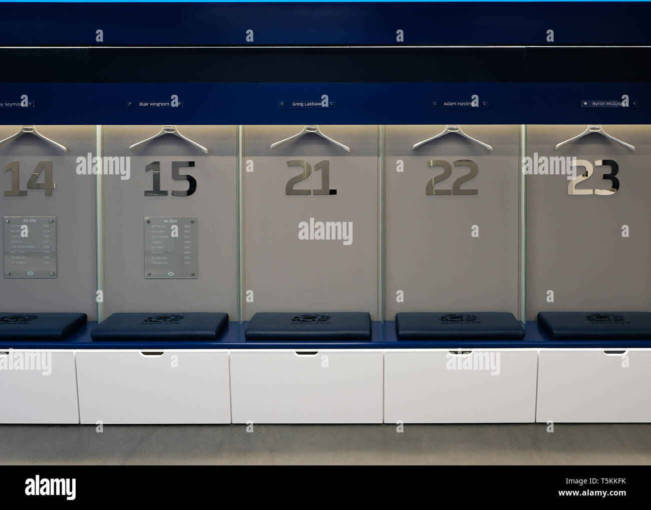 The team changing room for the Scottish national rugby team at ...