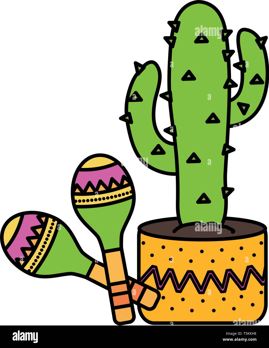 mexican cactu plant with maracas vector illustration design Stock ...