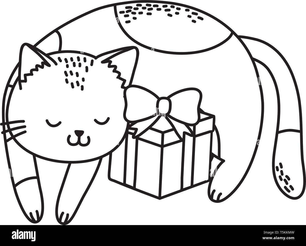 cute pet little animal kitty cat birthday party concept cartoon vector ...
