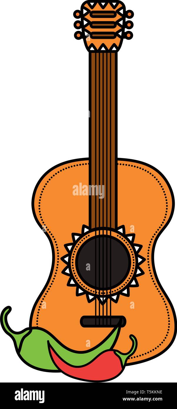 guitar instrument and chilli pepper vector illustration design Stock ...