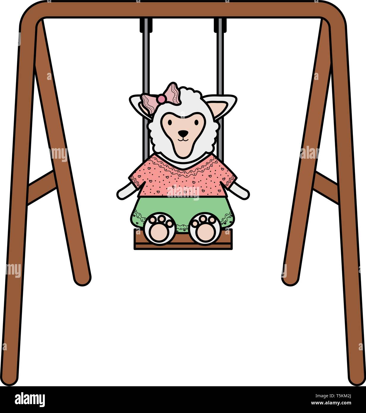 cute female sheep in swing vector illustration design Stock Vector ...