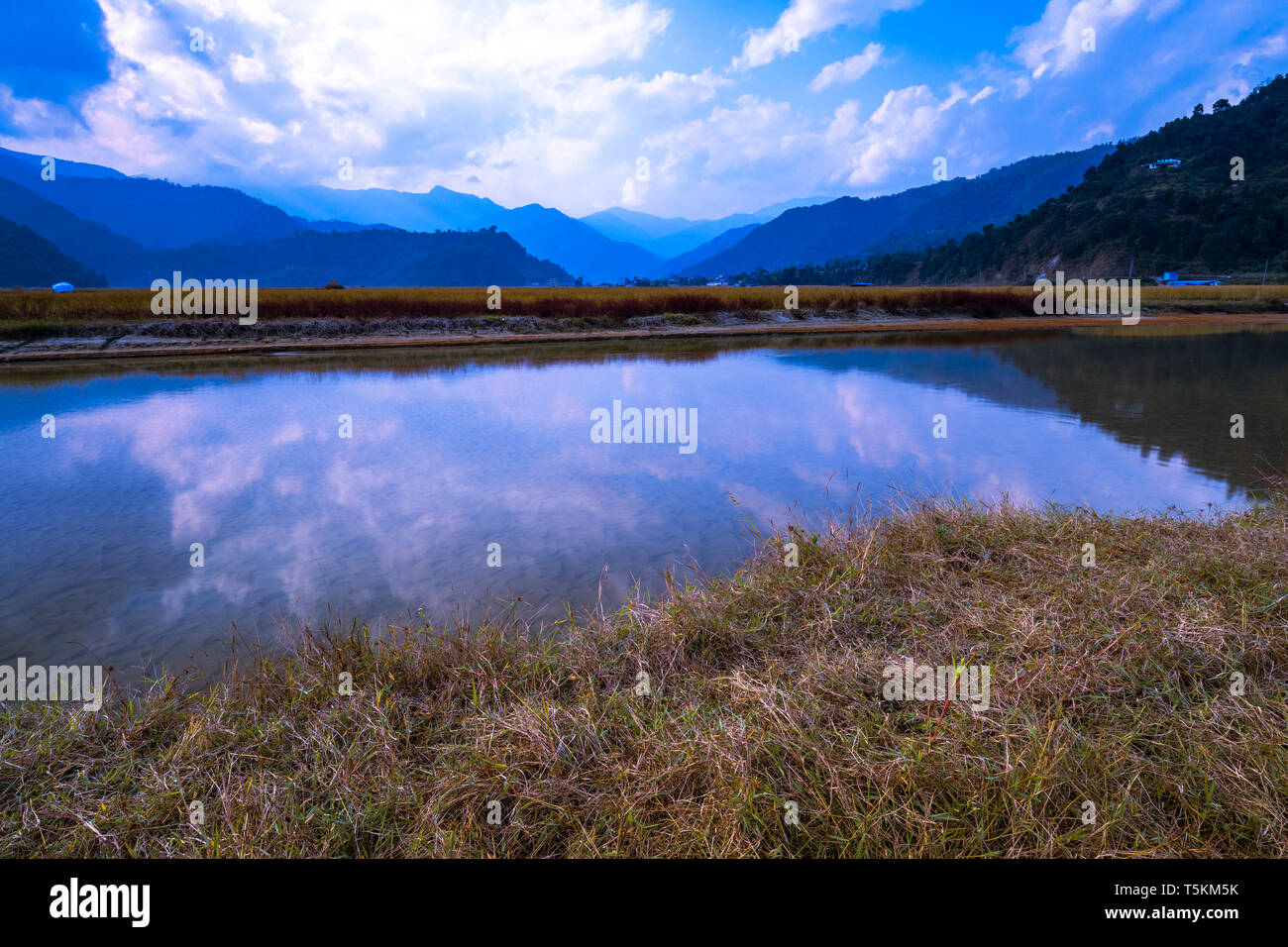 RIVER, RICE FIELD AND HILLS RURAL NEPAL Stock Photo - Alamy