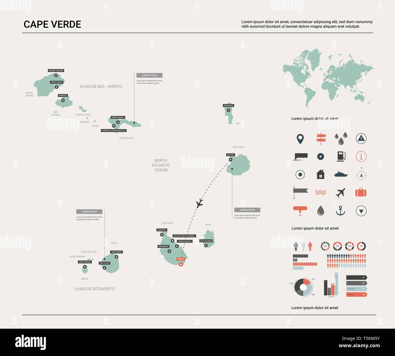 Vector map of Cape Verde. High detailed country map with division ...
