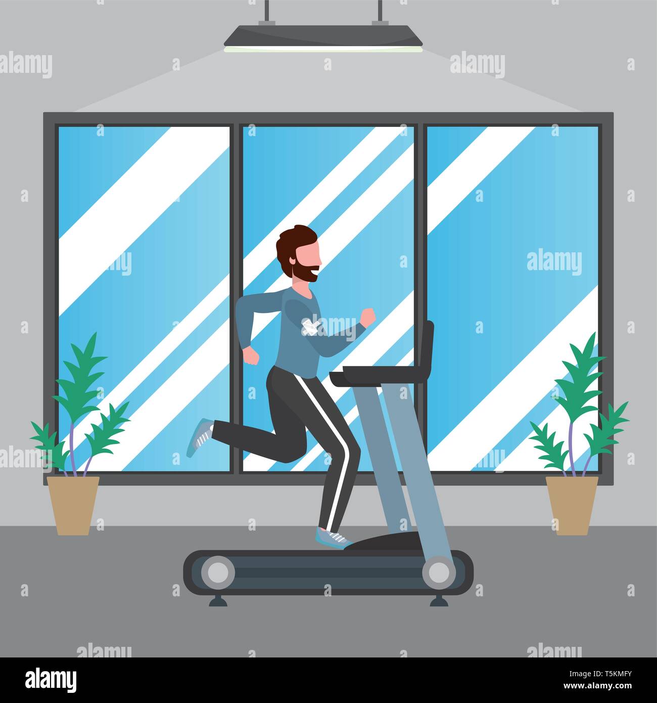 fitness exercise man running over treadmill workout healthy fit ...