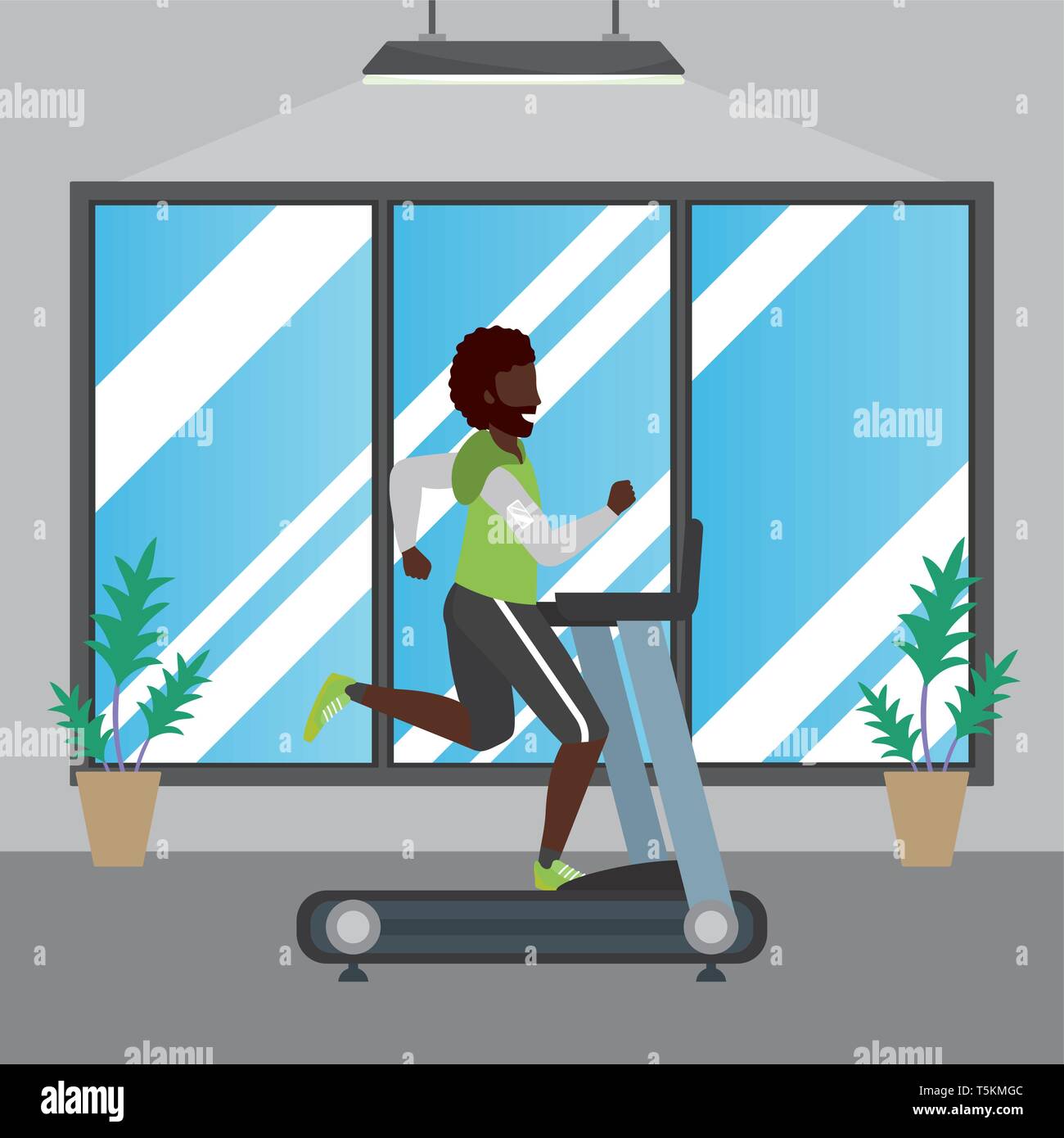 fitness exercise man running over treadmill workout healthy fit ...
