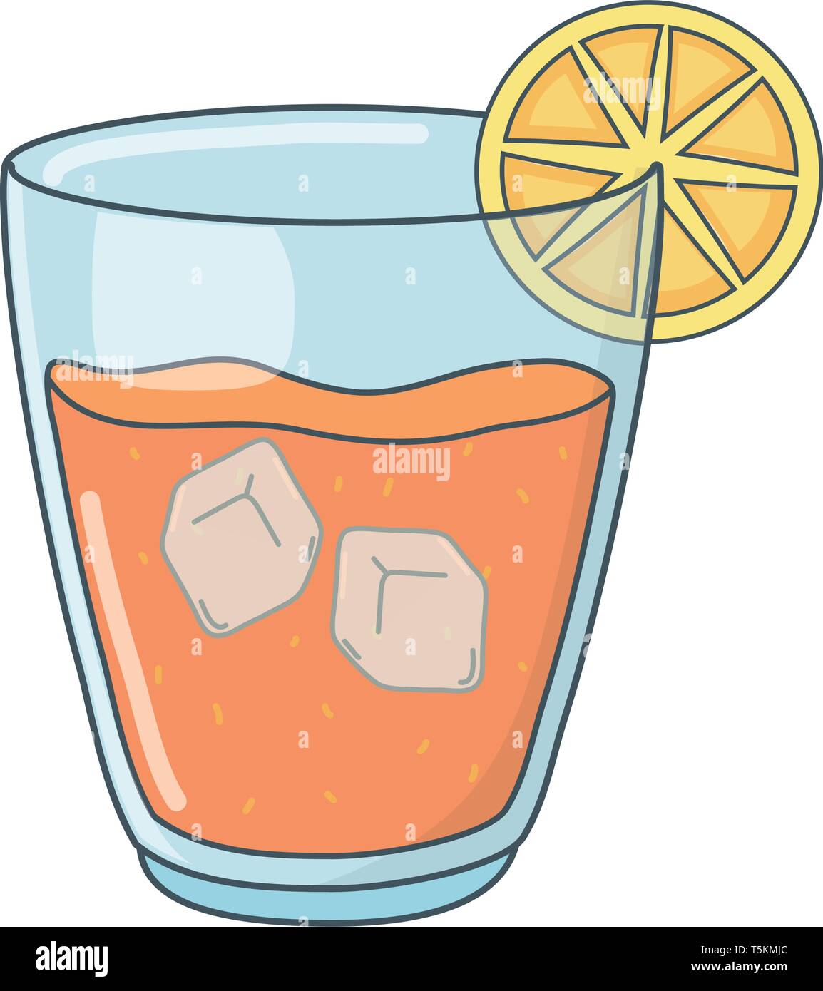delicious tasty refresh fruit orange juice glass cartoon vector ...