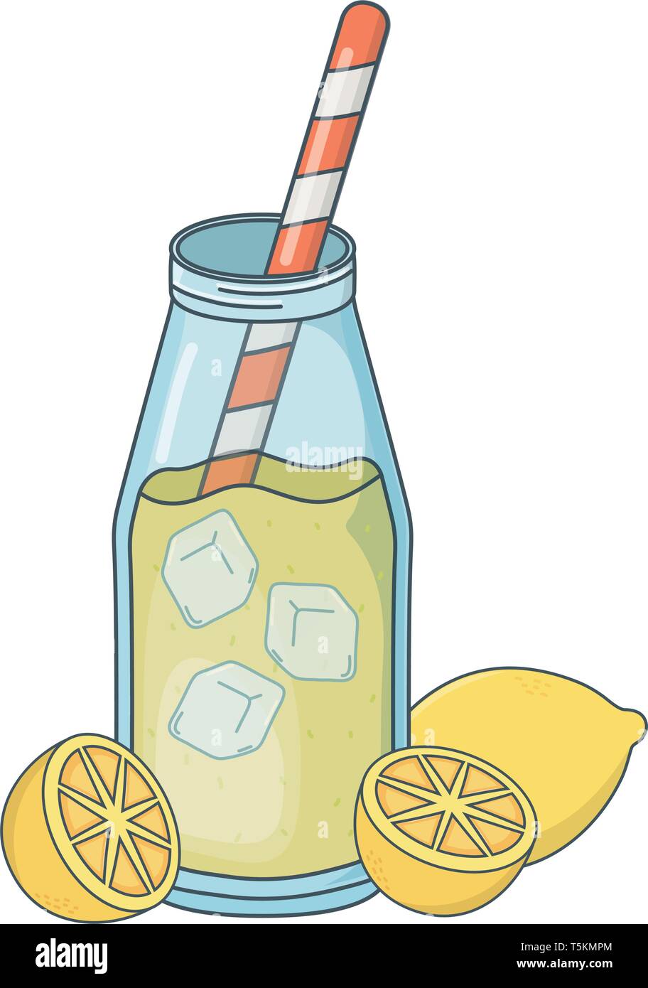 delicious tasty refresh fruit lemonade lemon juice mason jar cartoon ...