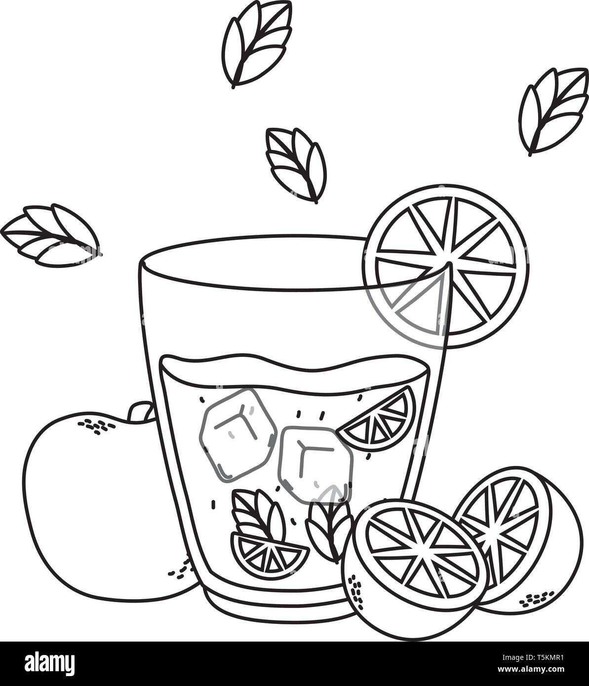 delicious tasty refresh fruit orange juice glass cartoon vector ...