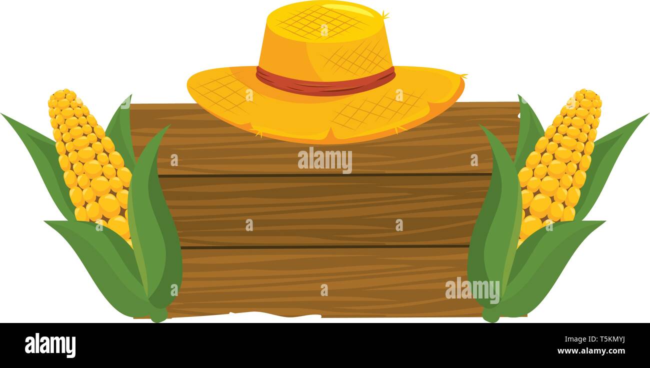 wooden sign frame with farm country style elements cartoon vector ...