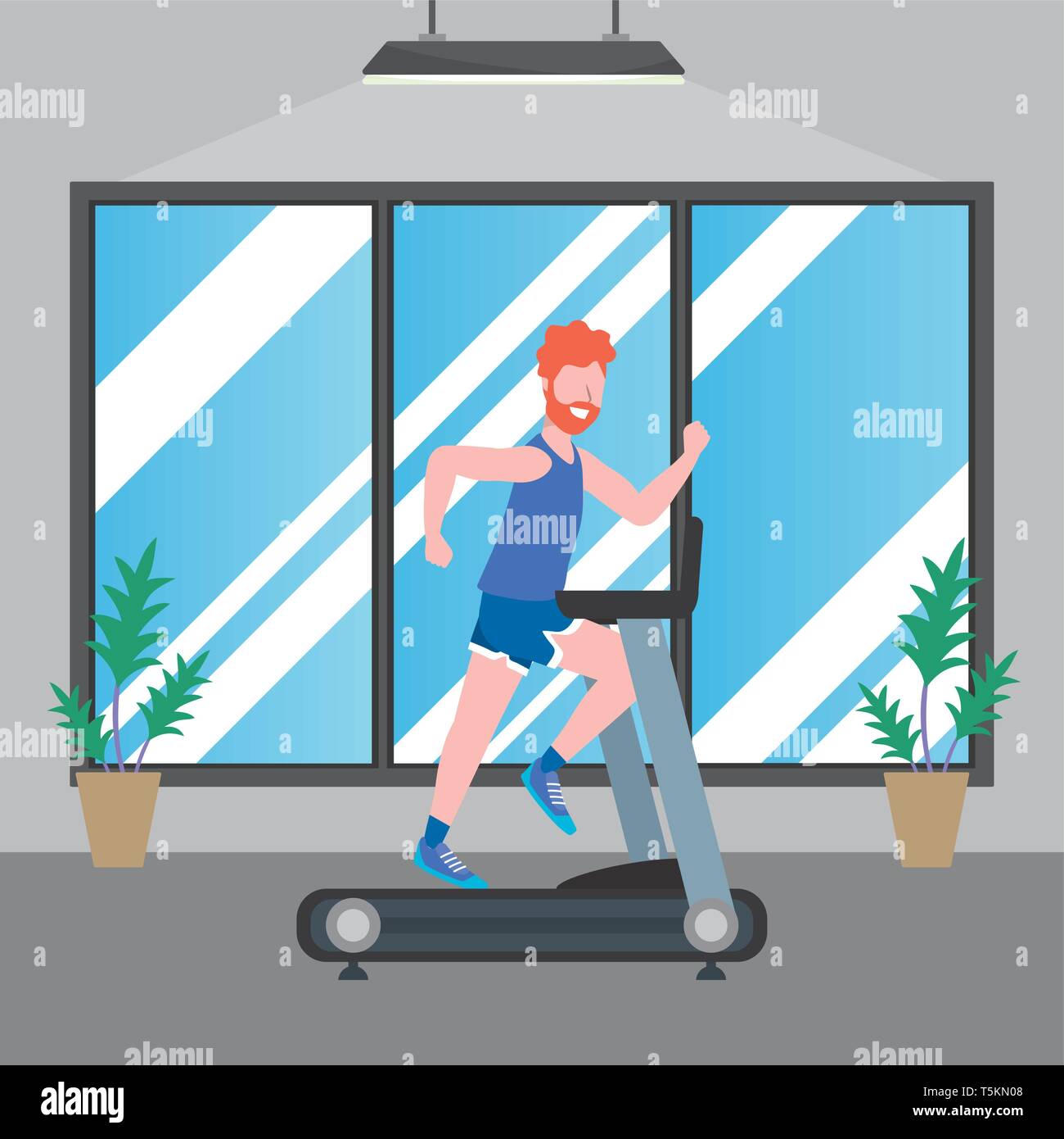 fitness exercise man running over treadmill workout healthy fit ...