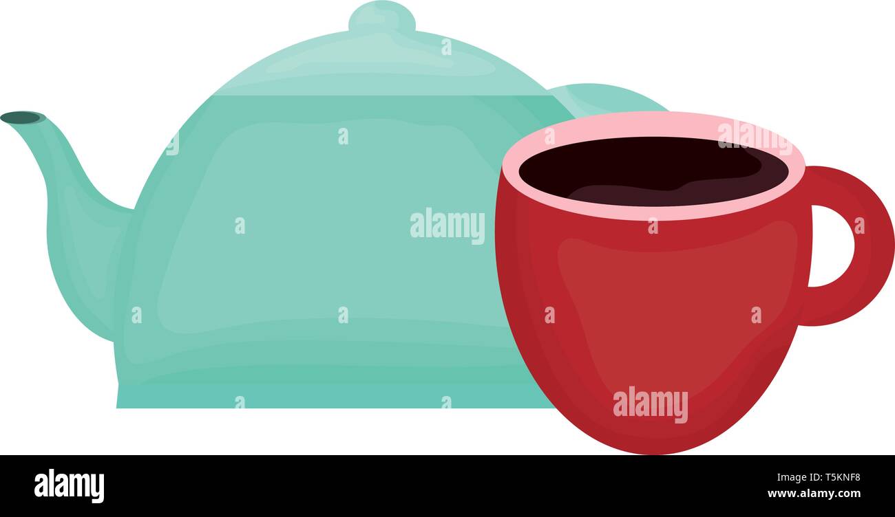 kitchen teapot with coffee cup vector illustration design Stock Vector ...