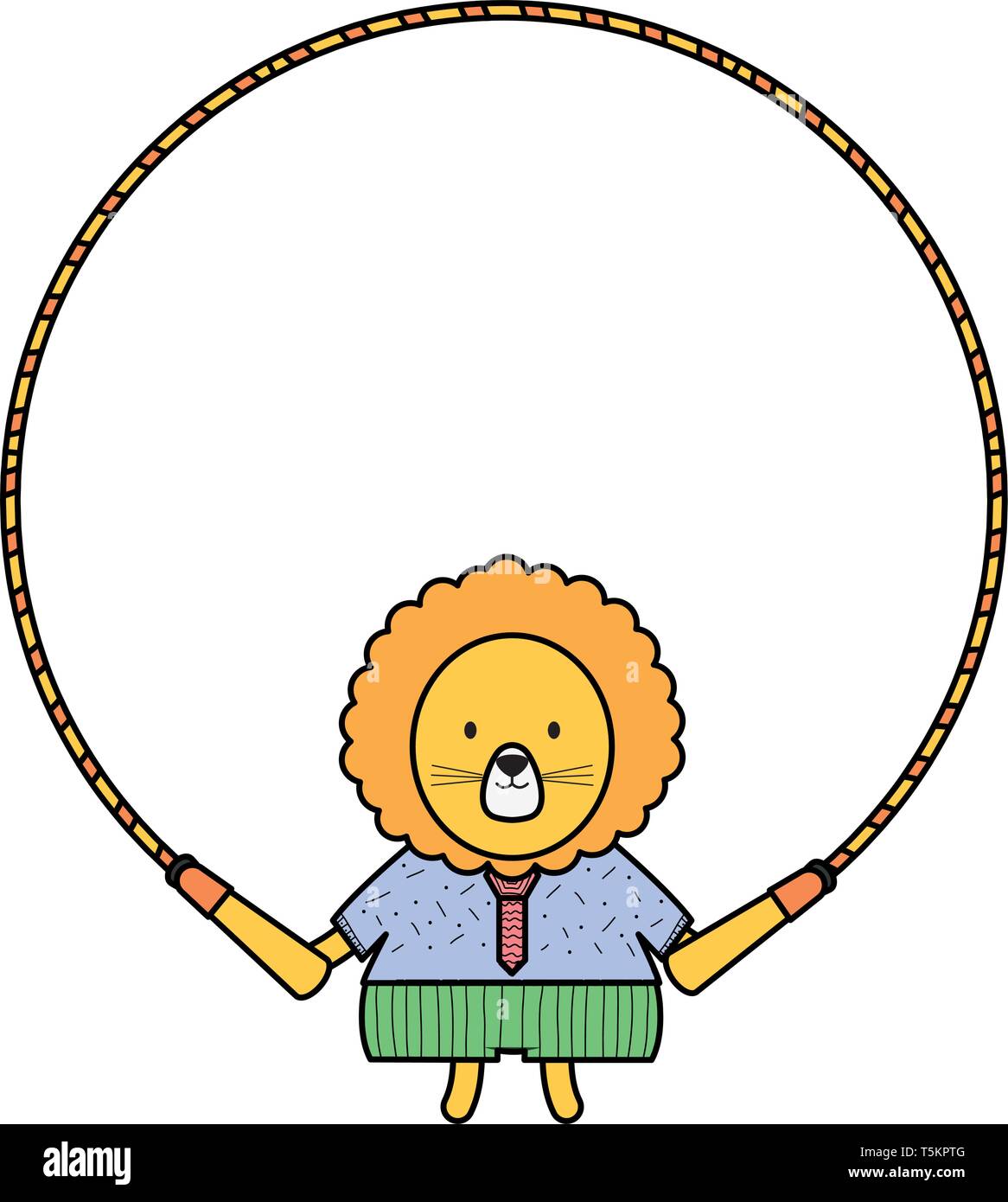 cute lion jumping rope vector illustration design Stock Vector Image ...