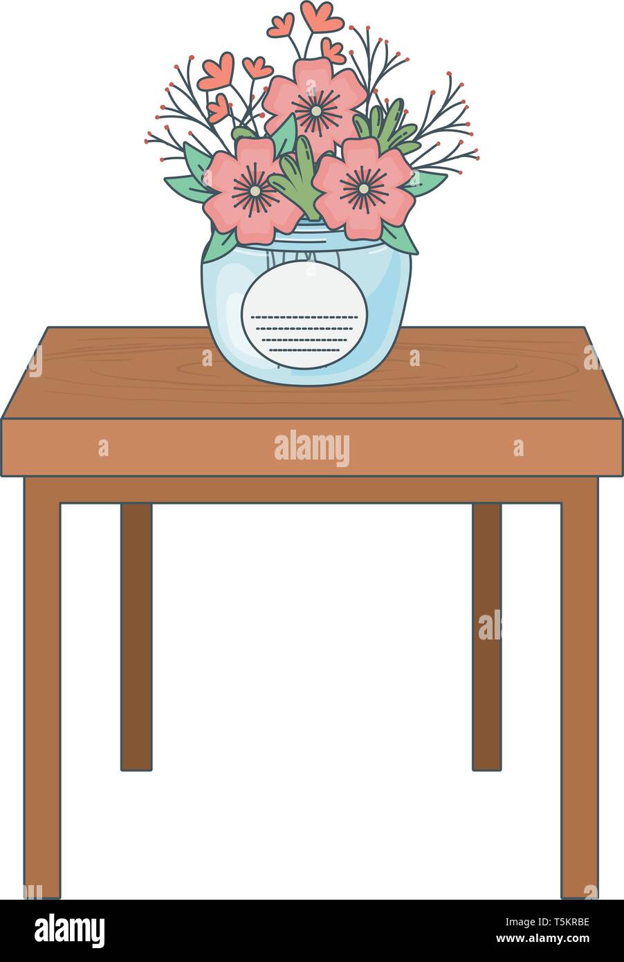 floral nature flowers glass plant pot over wooden table cartoon vector ...