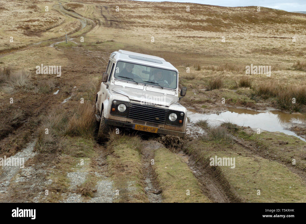 Land Rover Defender 90 on a Dutch number plate green lanes across the ...