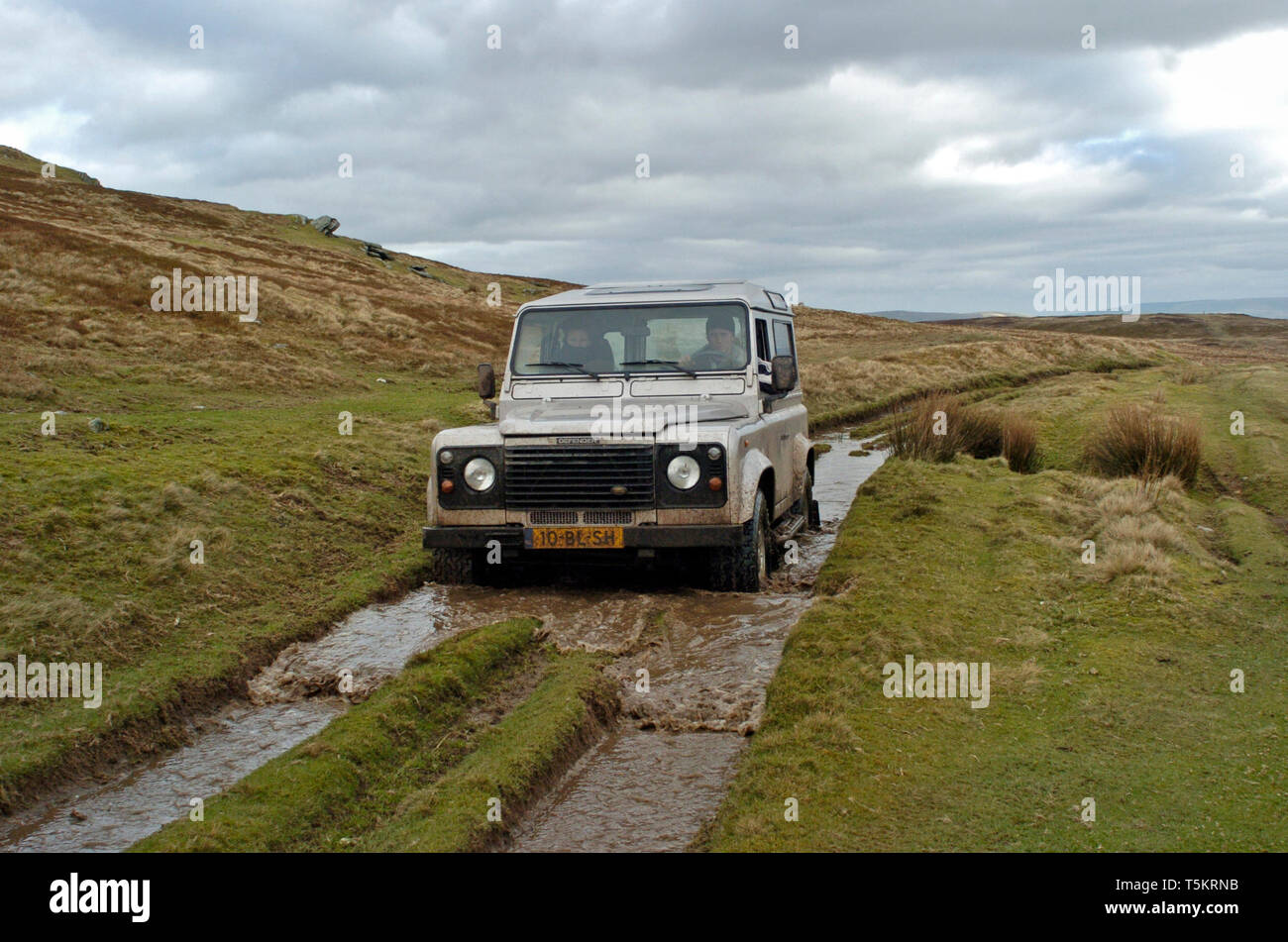 Land Rover Defender 90 on a Dutch number plate green lanes across the ...