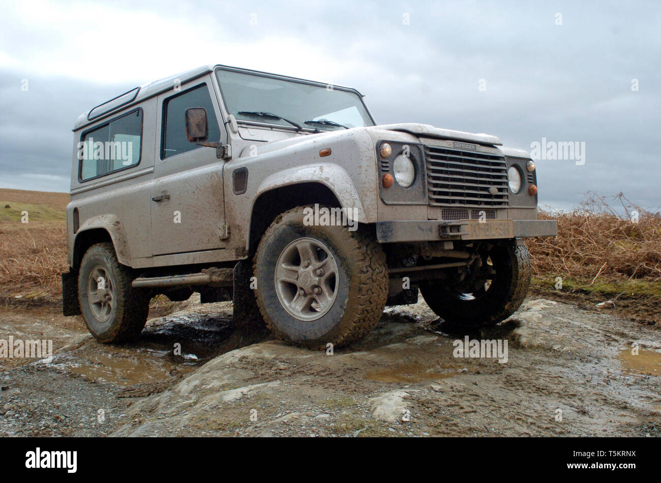 Land Rover Defender 90 on a Dutch number plate green lanes across the ...
