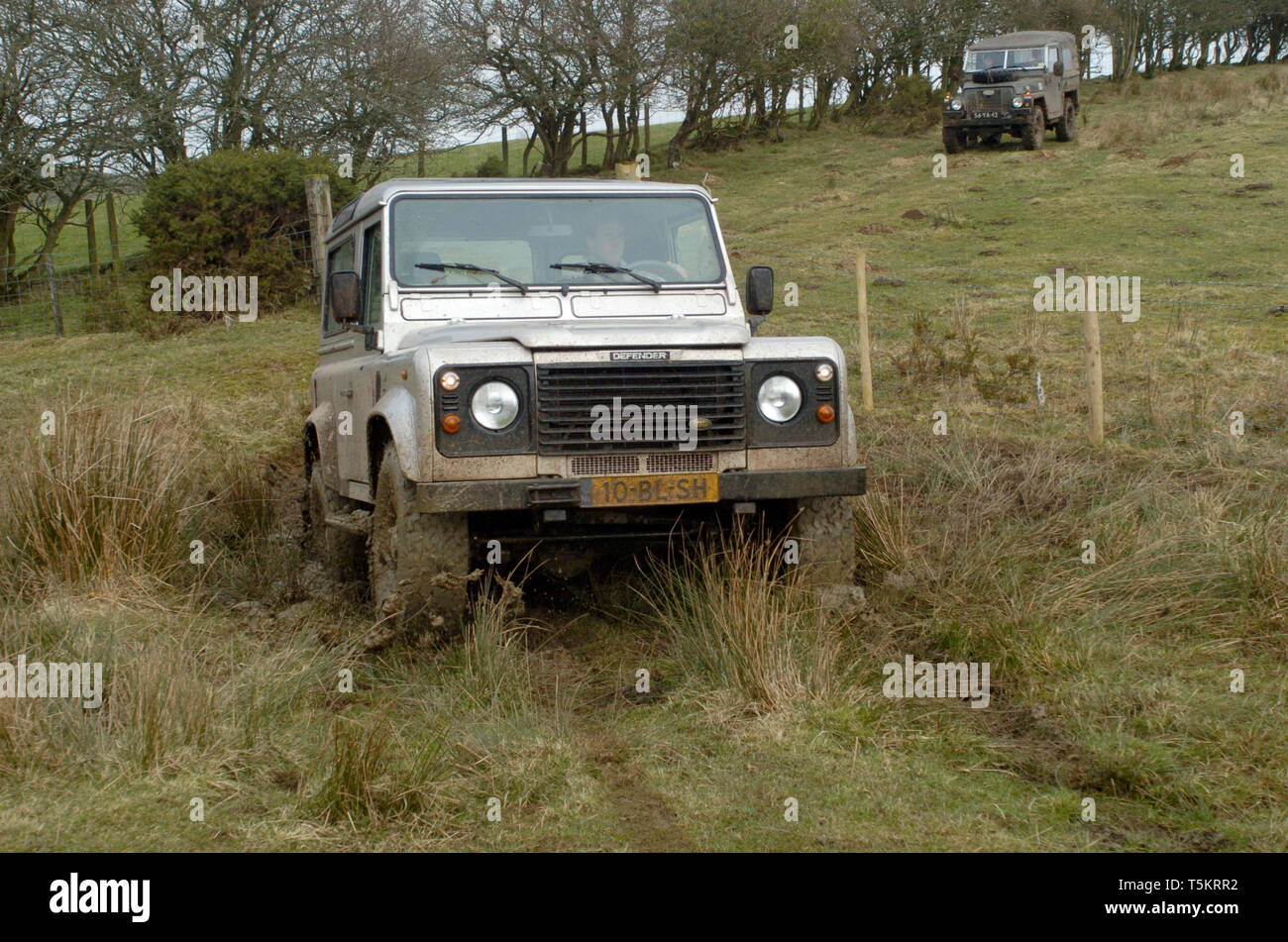 Land Rover Defender 90 on a Dutch number plate green lanes across the ...