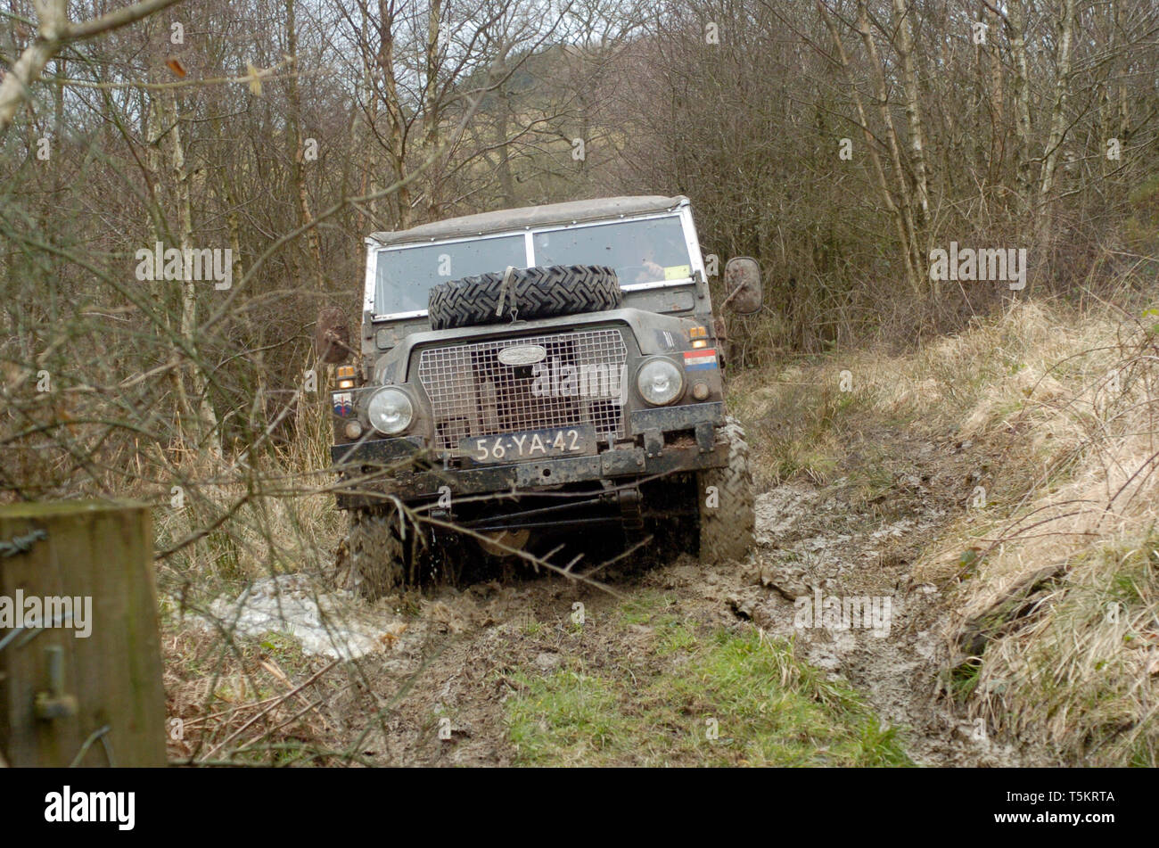Land Rover Defender 90 on a Dutch number plate green lanes across the ...