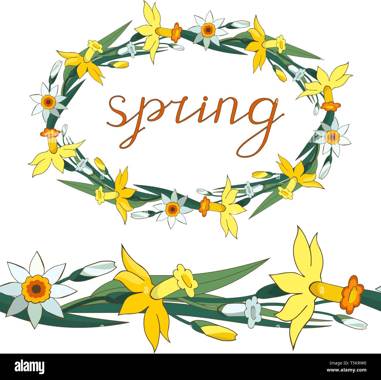 Adorable white and yellow daffodil Stock Vector Images - Alamy
