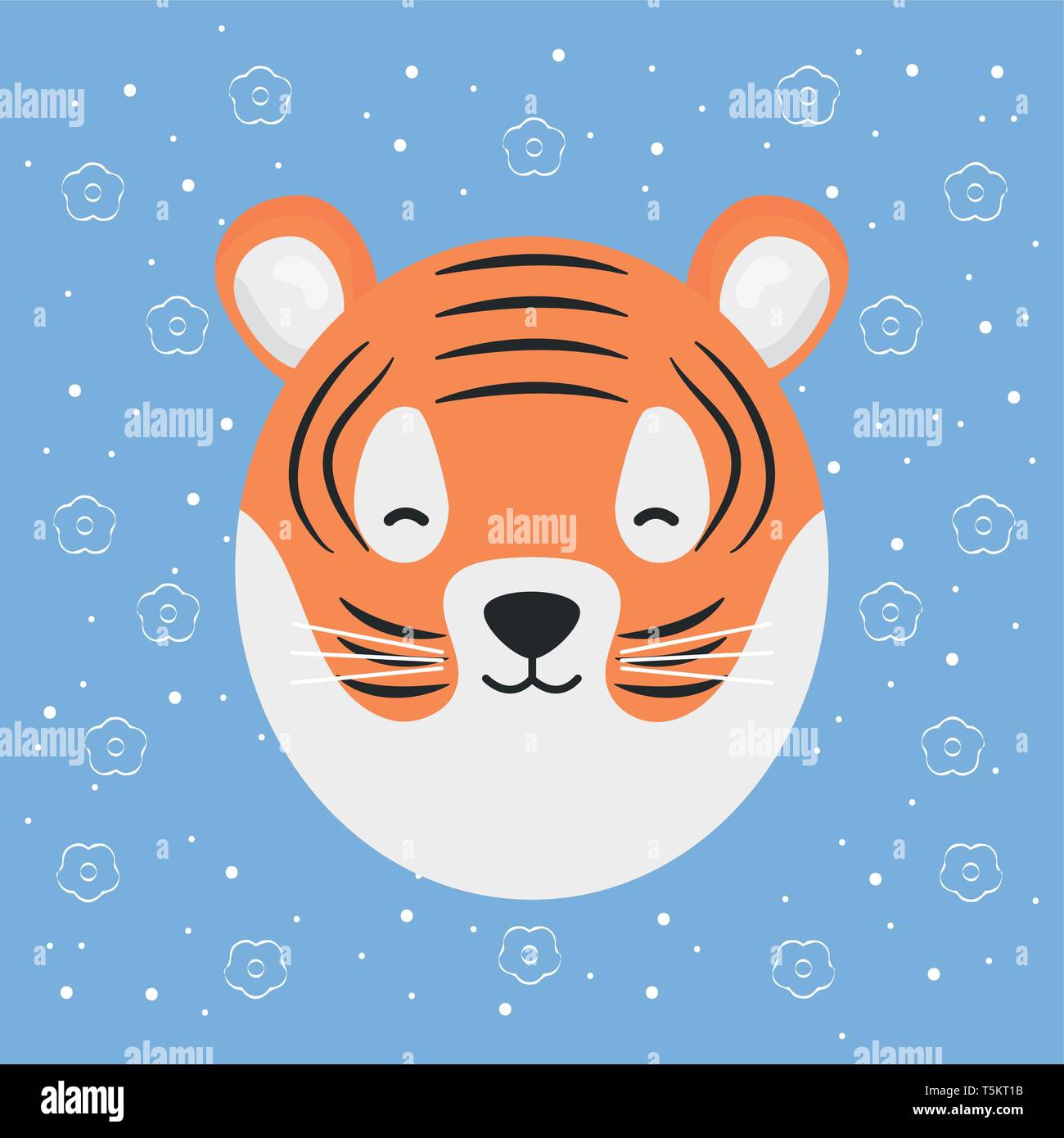 cute tiger head childish character vector illustration design Stock ...