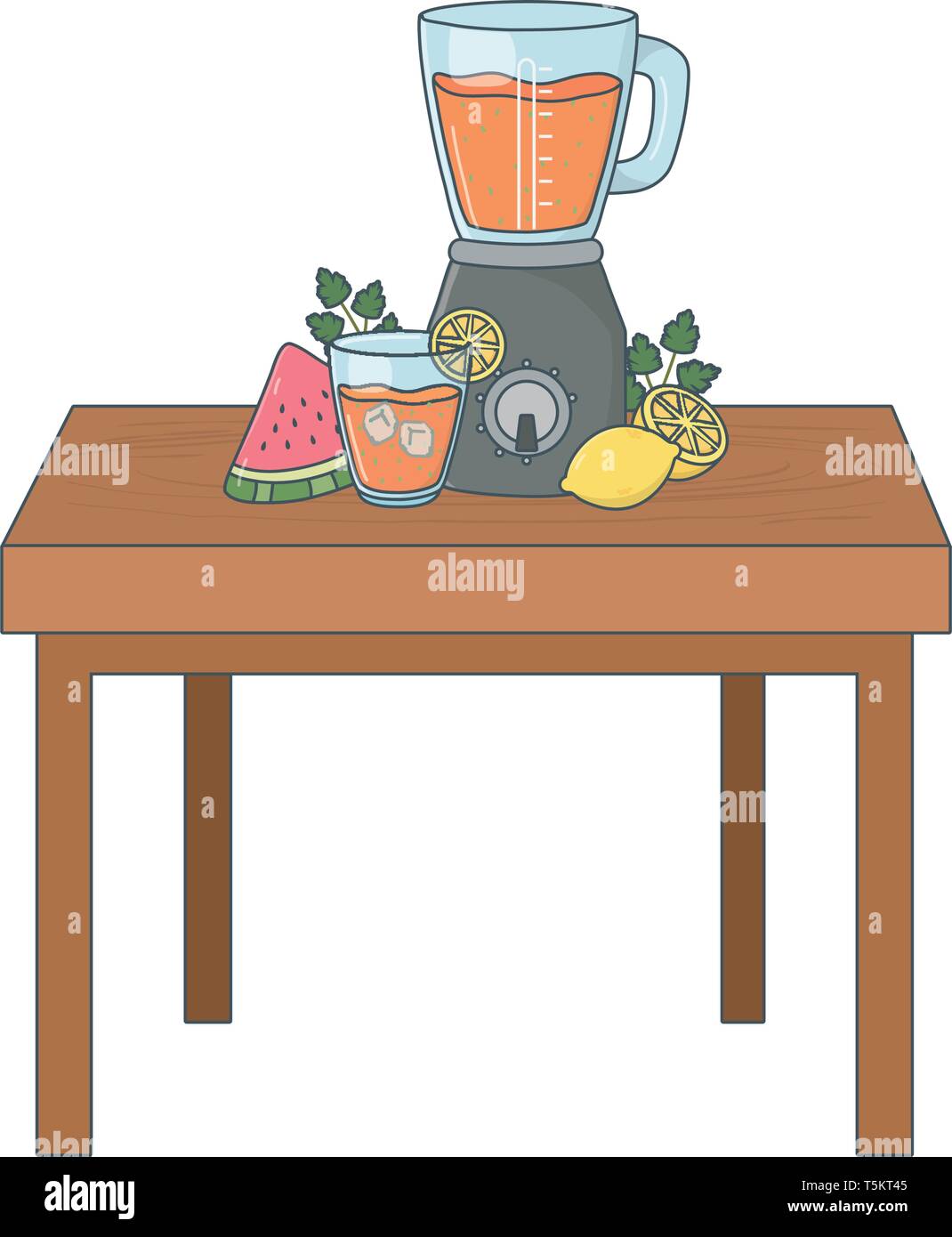 delicious healthy fruits smoothie inside blender over wooden table ...