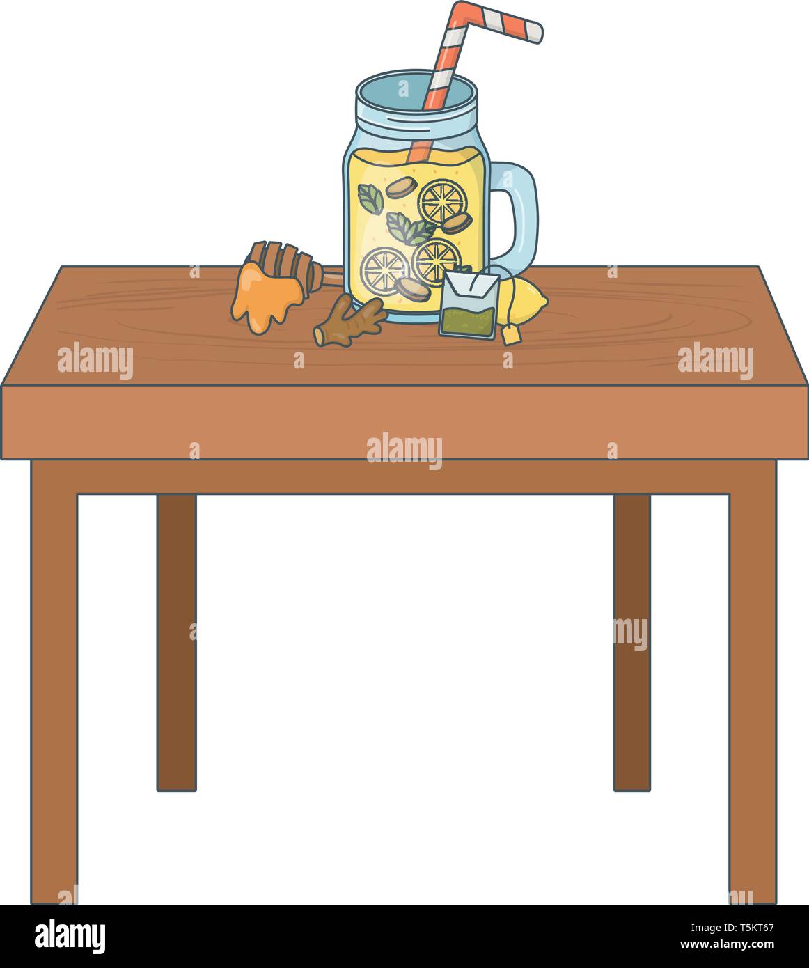delicious healthy meal juice with fruits mix over wooden table cartoon ...