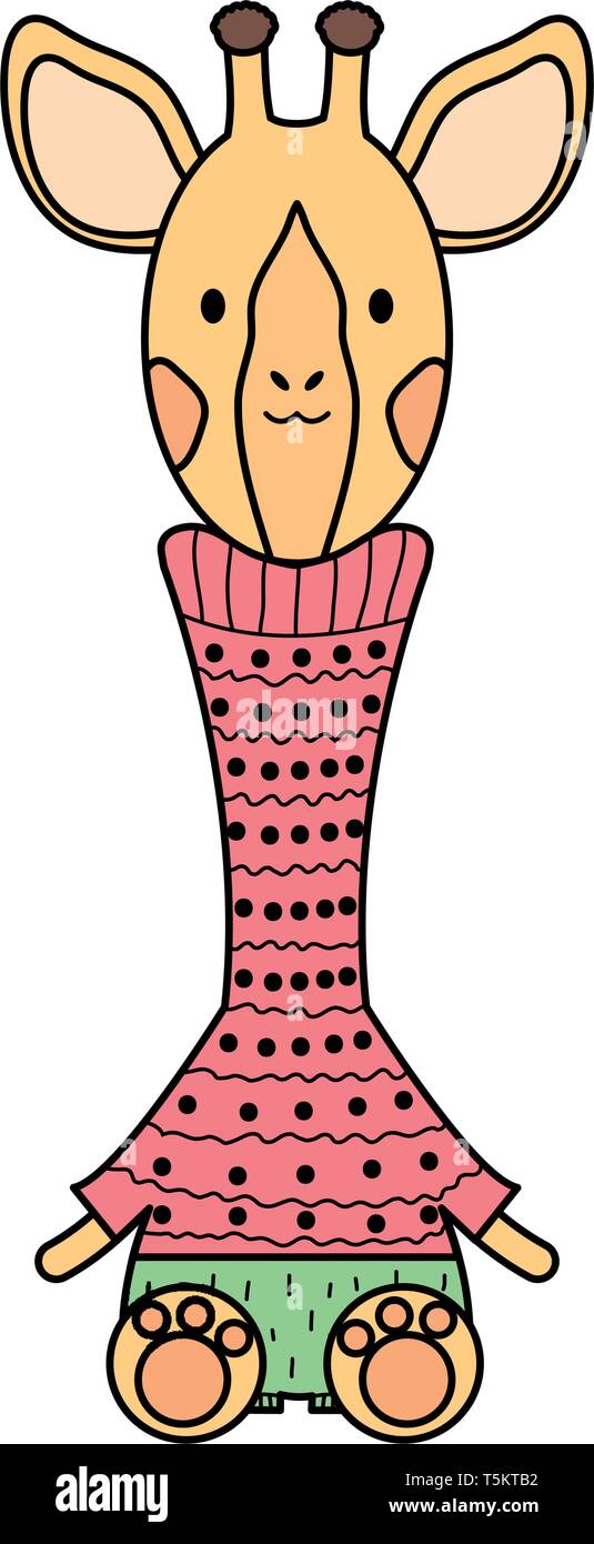 cute giraffe childish character vector illustration design Stock Vector ...