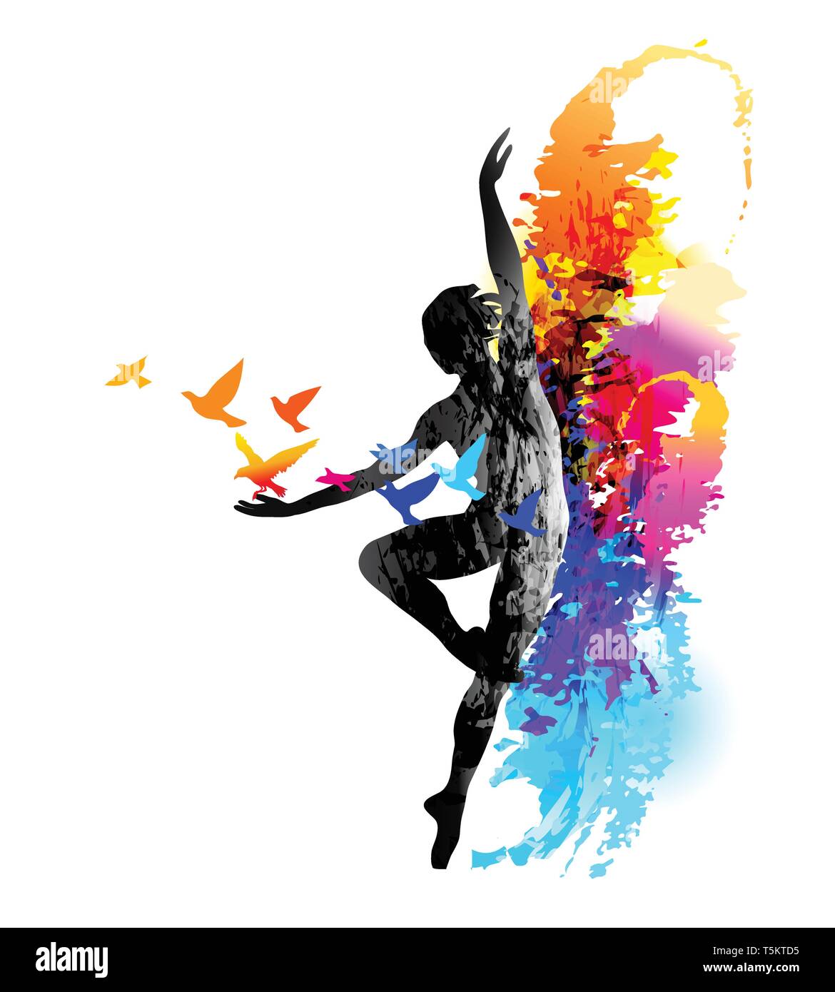 Ballet dancer dancing with birds Stock Vector Image & Art - Alamy