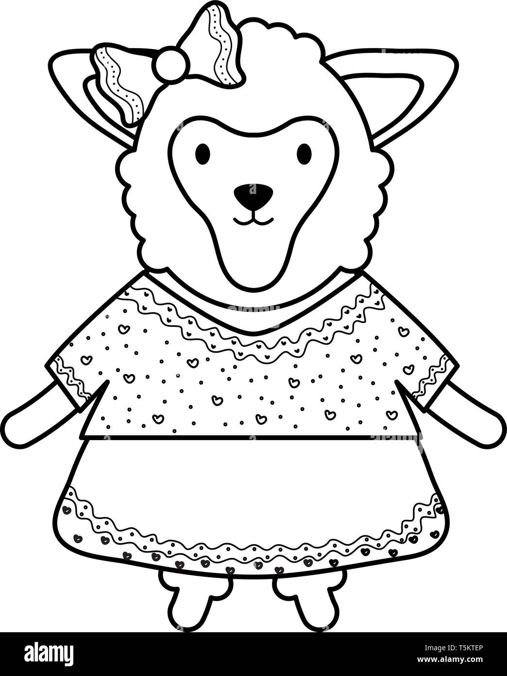 cute female sheep childish character vector illustration design Stock ...