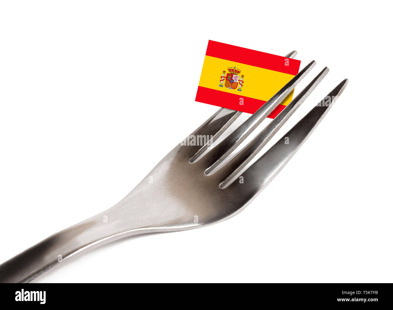Fork on white background with flag of Spain Stock Photo - Alamy