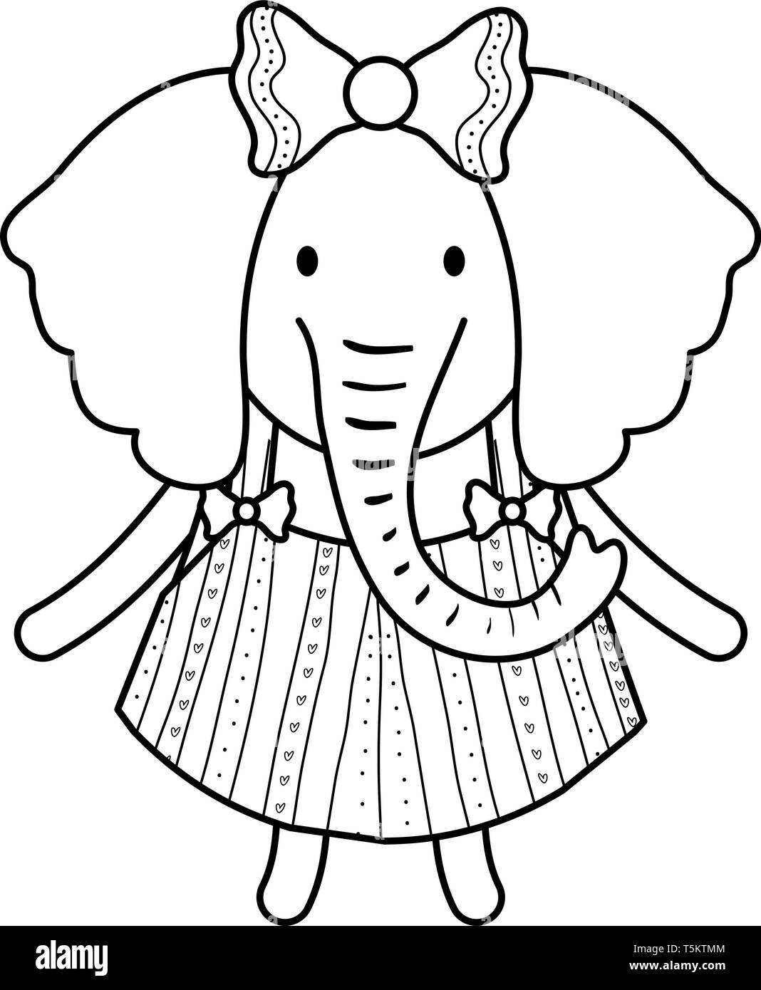 cute female elephant childish character vector illustration design ...
