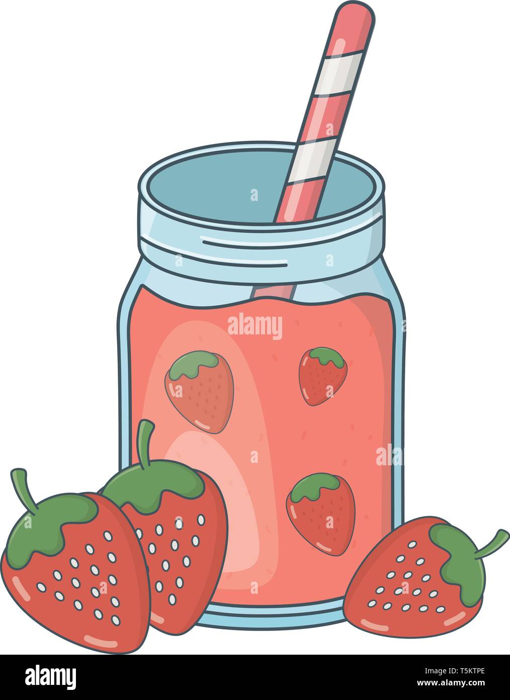 delicious tasty refresh red fruits juice mason jar cartoon vector ...