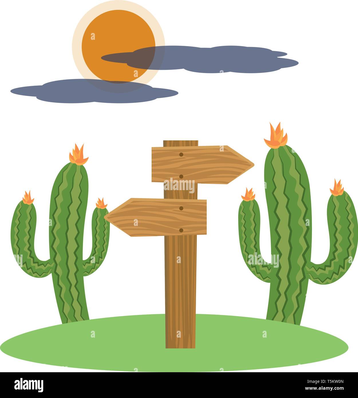 wooden sign frame outdoor farm scene cartoon vector illustration ...