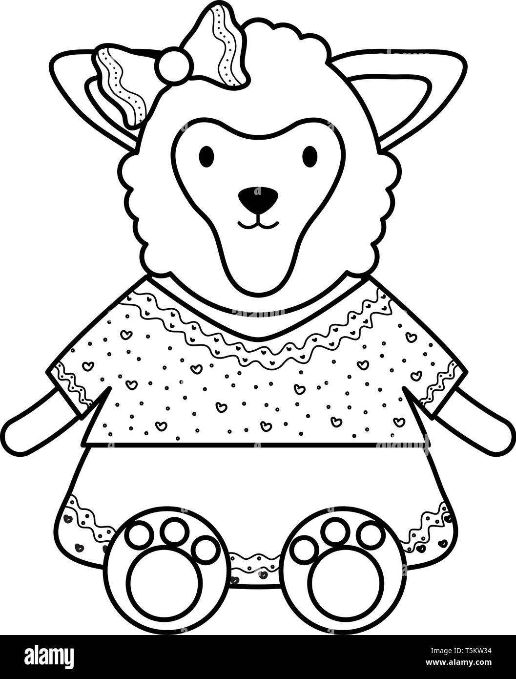 cute female sheep childish character vector illustration design Stock ...