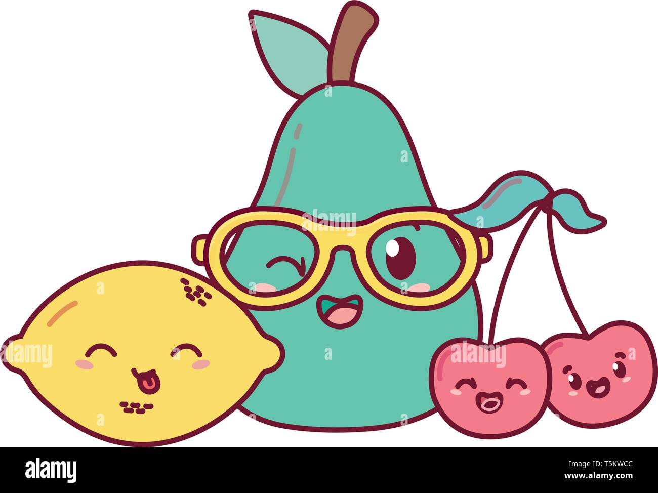 delicious tasty sweet fruits cartoon vector illustration graphic design ...