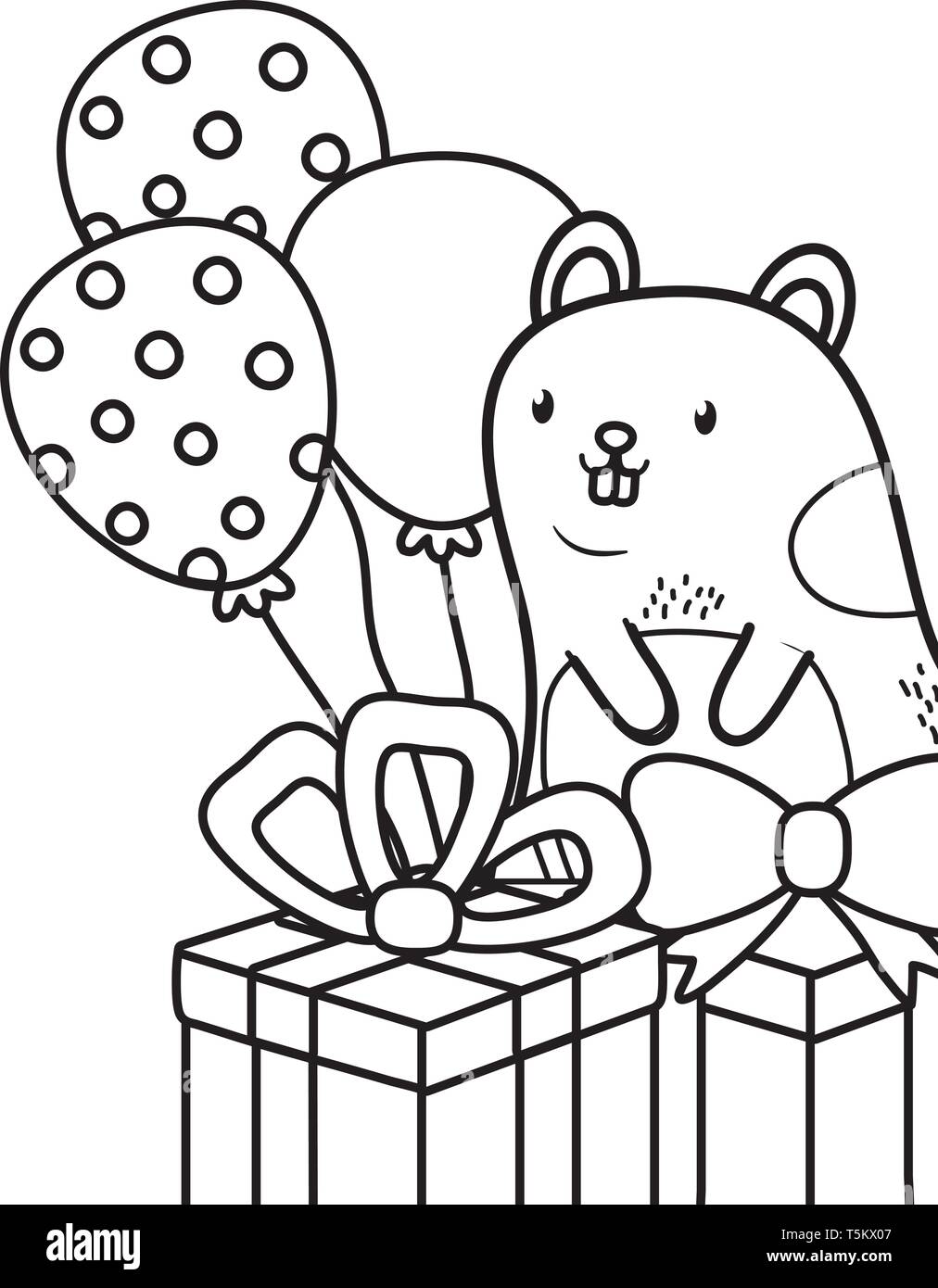 cute pet little animal hamster birthday party concept cartoon vector ...