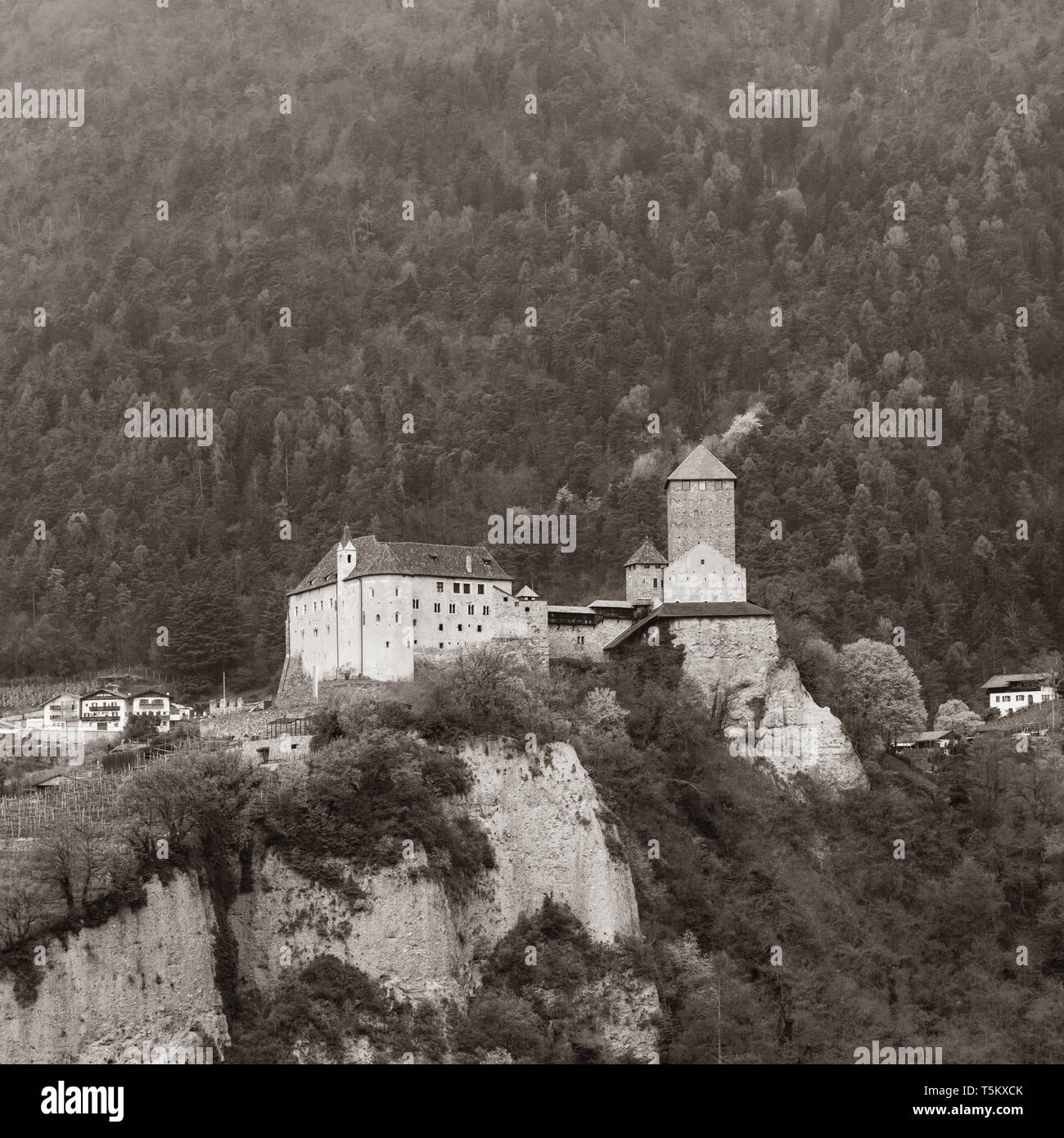 Tyrol Castle in beautiful landscape. Tirol Village, Province Bolzano ...