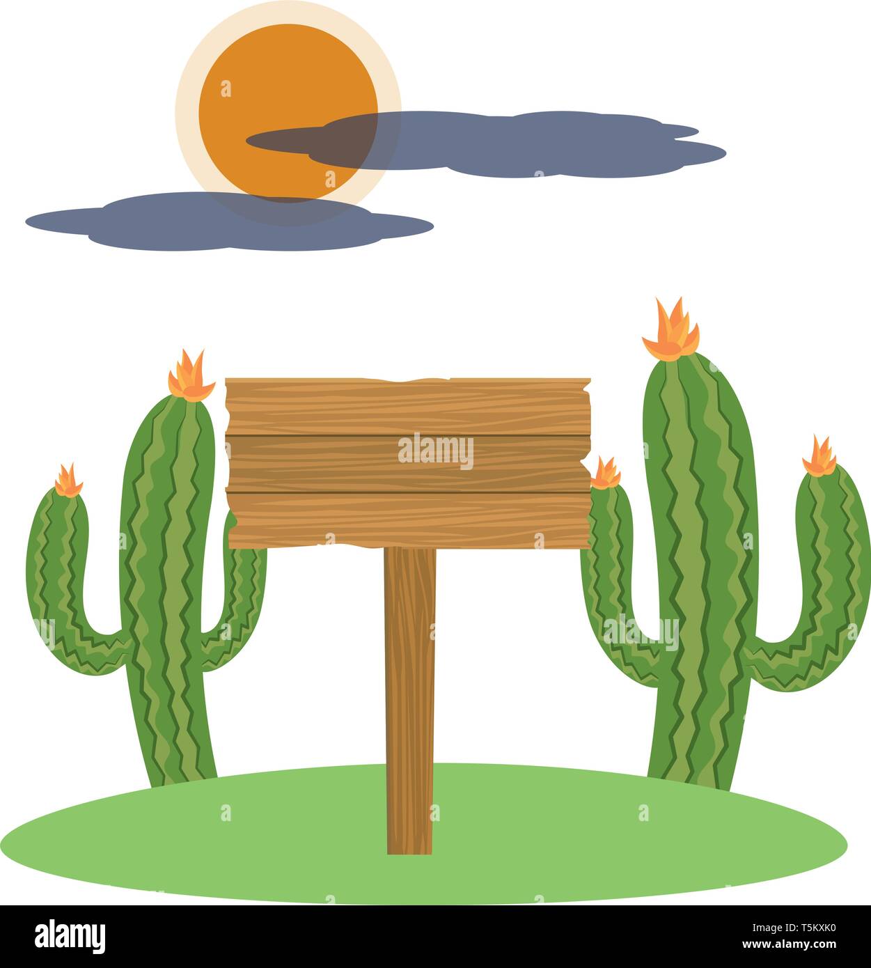 wooden sign frame outdoor farm scene cartoon vector illustration ...