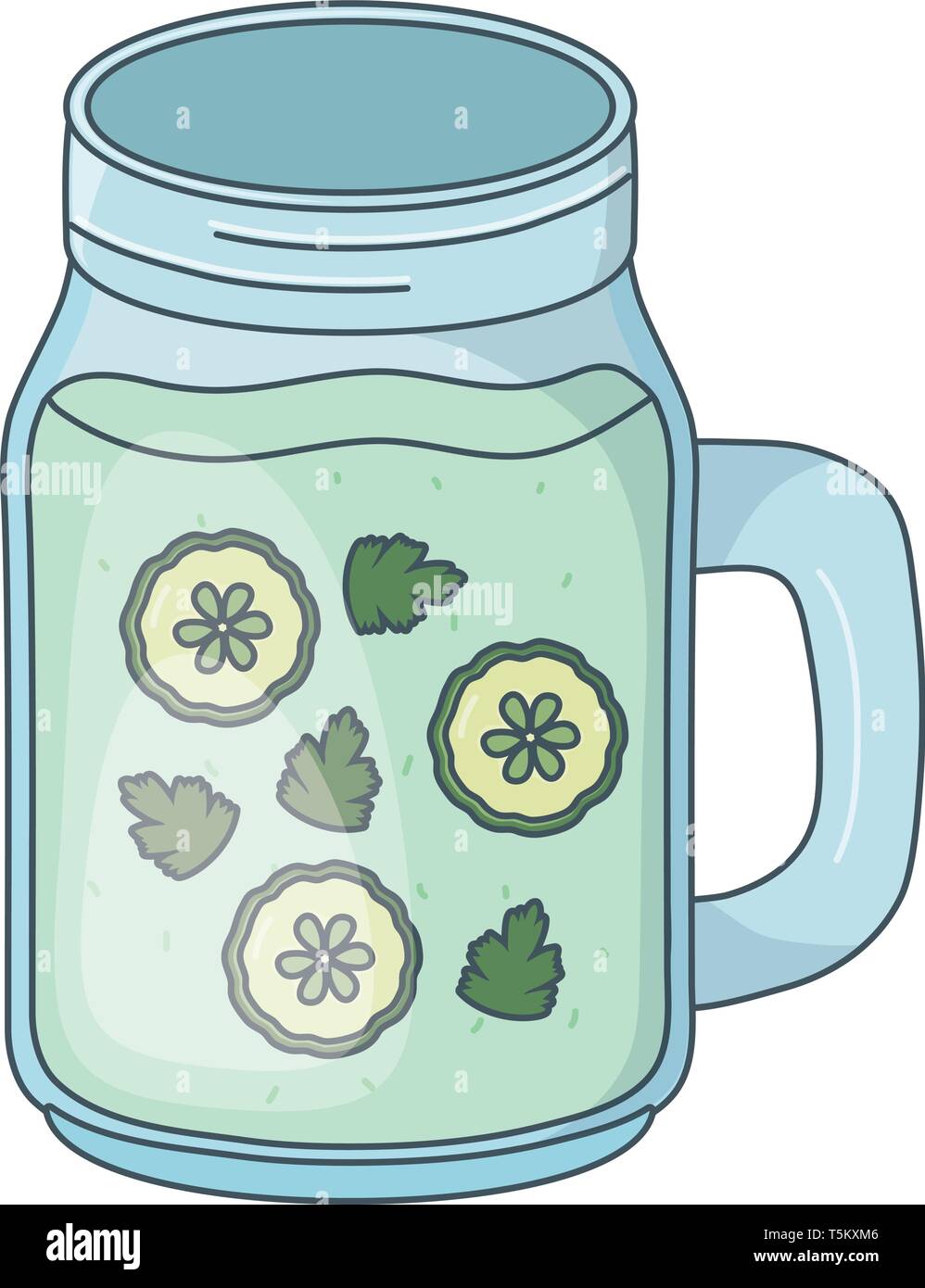 delicious healthy meal juice with fruits mix cartoon vector ...