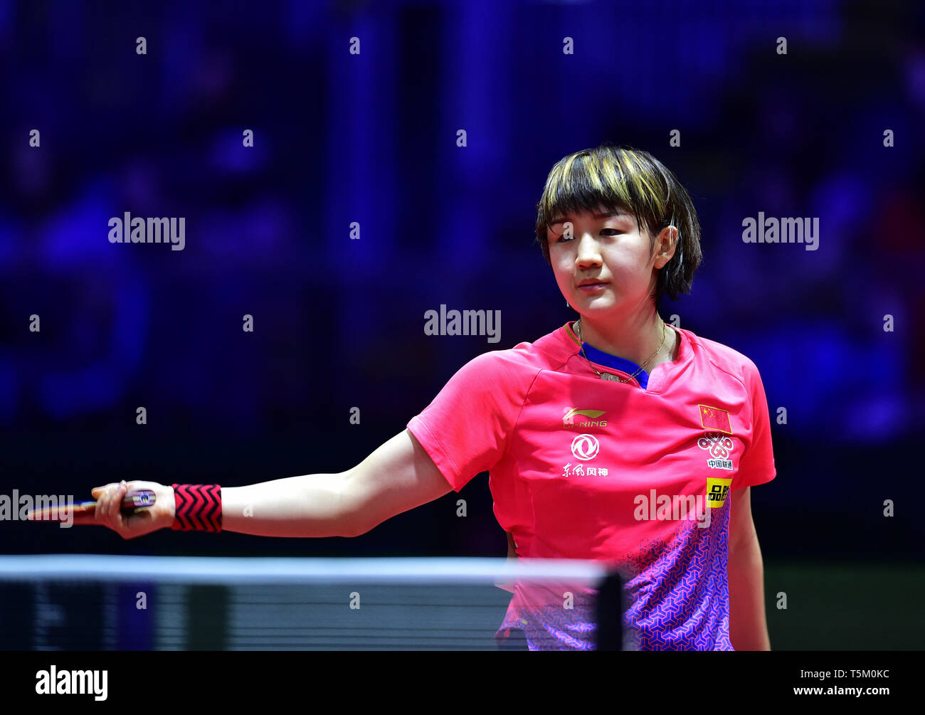 Budapest. 25th Apr, 2019. Chen Meng of China reacts during the women's ...