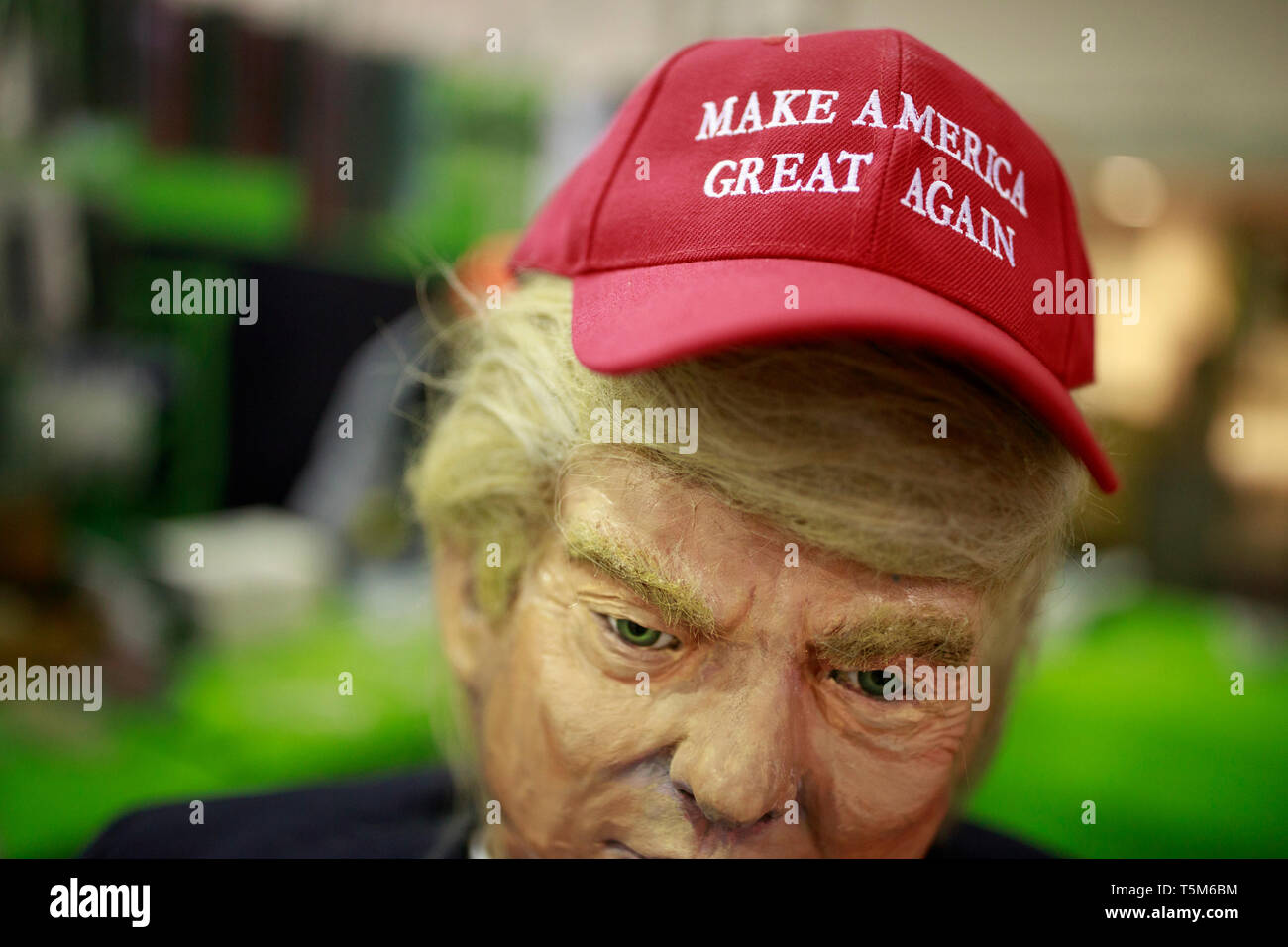 A Papier-Mâché replica of United States President Donald J. Trump is on ...