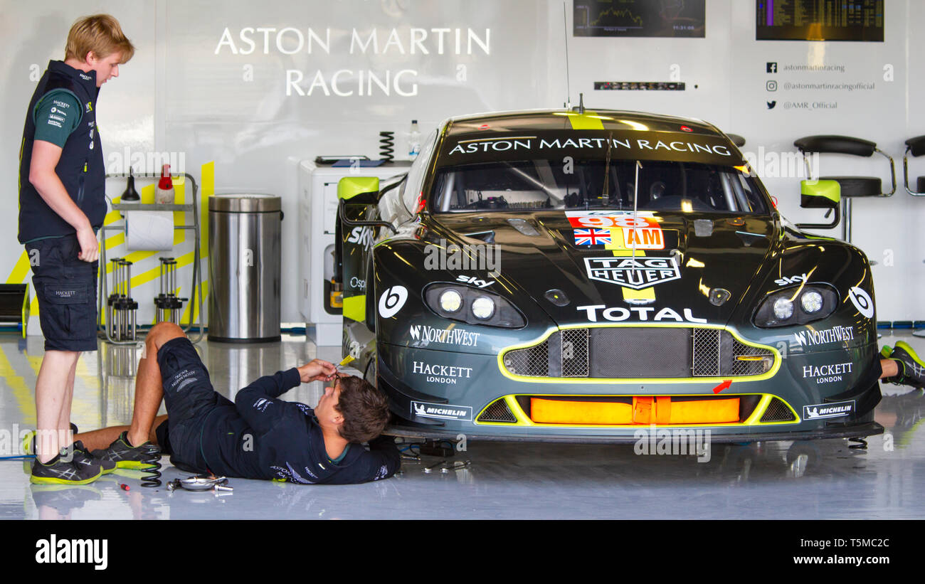 Aston Martin Racing Aston Martin Vantage being prepared for racing by ...