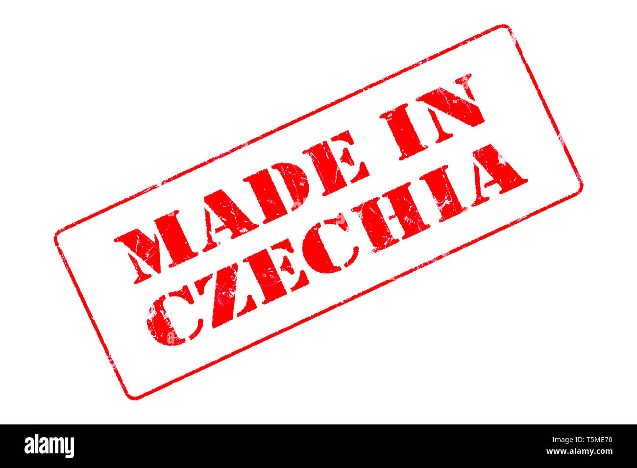 Rubber stamp with red ink on white background concept reading Made In ...