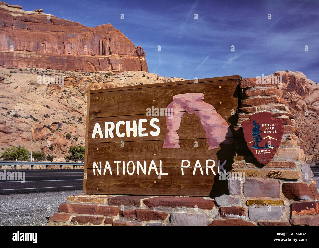 Entrance sign arches national park hi-res stock photography and images ...