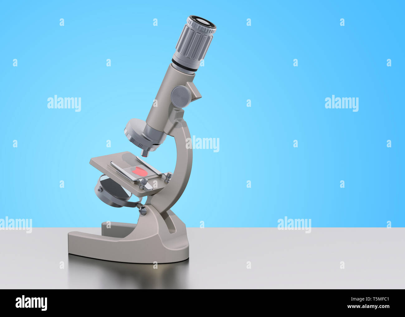 Modern microscope on the desk. 3D rendering Stock Photo - Alamy