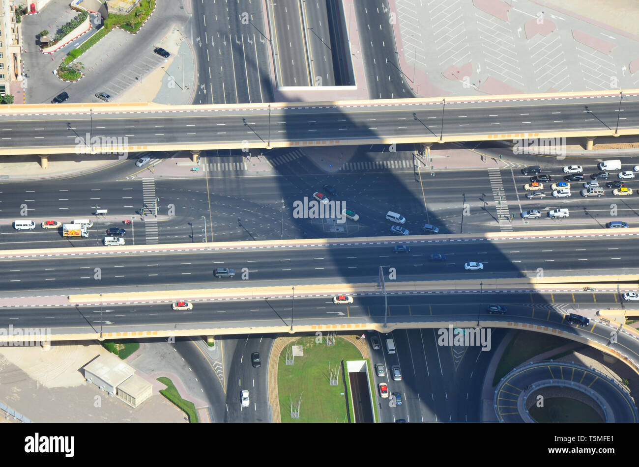 Dubai aerial view of street junction Stock Photo - Alamy