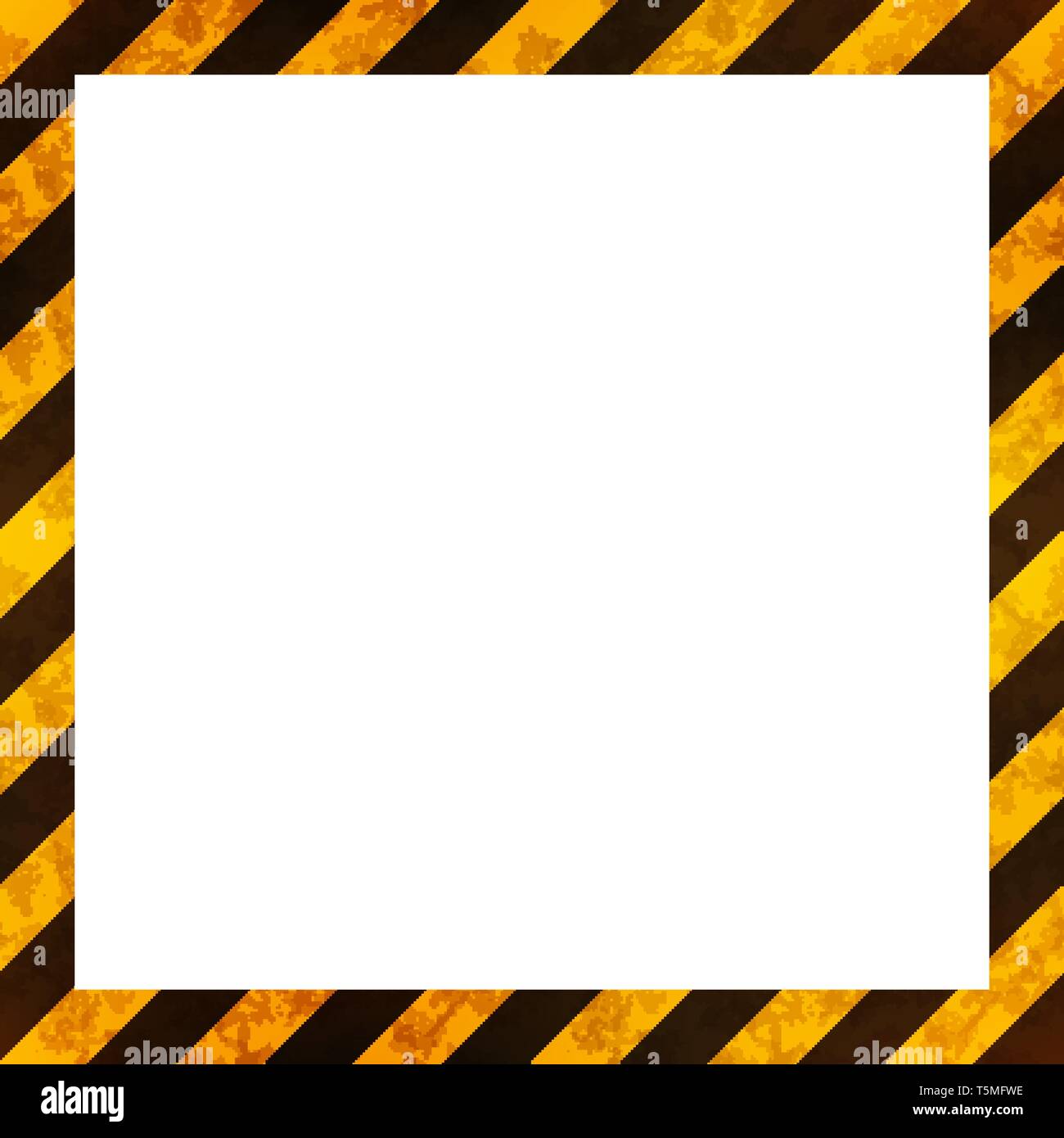 Yellow and black stripes with grunge texture, warning industrial square ...