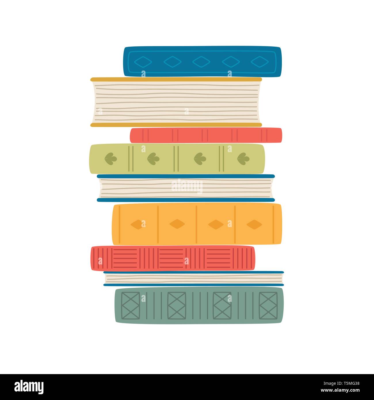 Stack of colorful books isolated on white Stock Vector Image & Art - Alamy